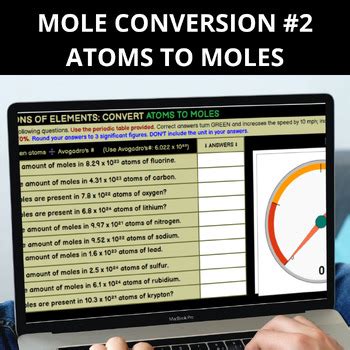 Mole Conversion Of Elements Moles To Atoms And Atoms To Moles TPT