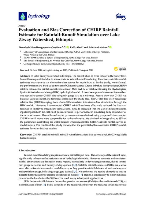 Pdf Evaluation And Bias Correction Of Chirp Rainfall Estimate For