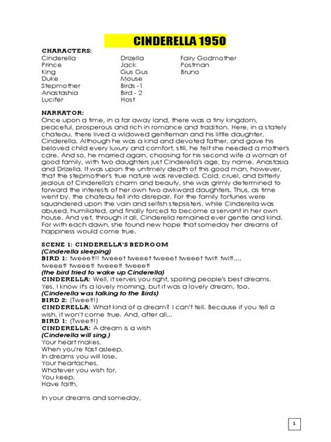 Cinderella Script Pdf Cinderella