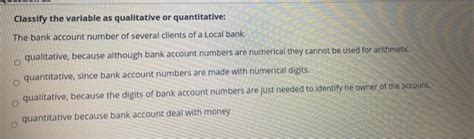 Solved Classify The Variable As Qualitative Or Quantitative