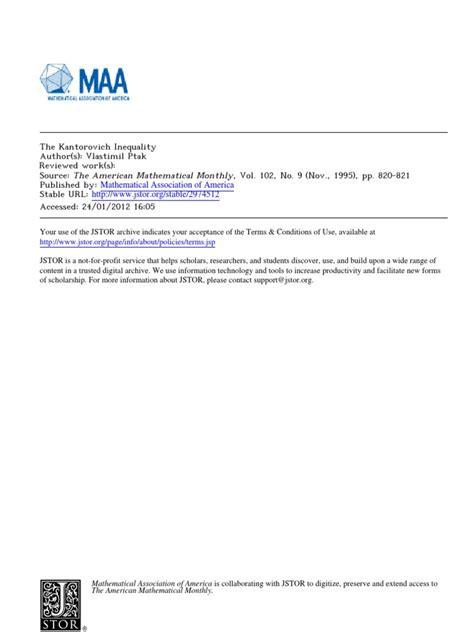 The Kantorovich Inequality Pdf Inequality Mathematics Teaching