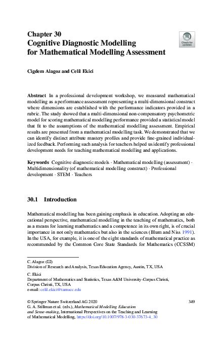 Pdf Cognitive Diagnostic Modelling For Mathematical Modelling Assessment