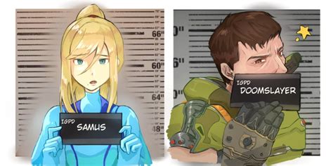 Doomslayer And Samus After Committing Some Warcrime Art By