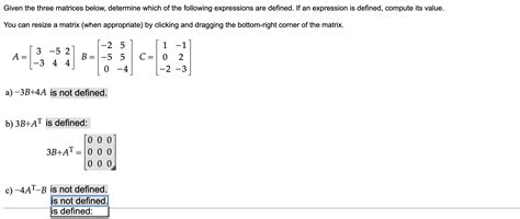 Solved Given The Three Matrices Below Determine Which Of