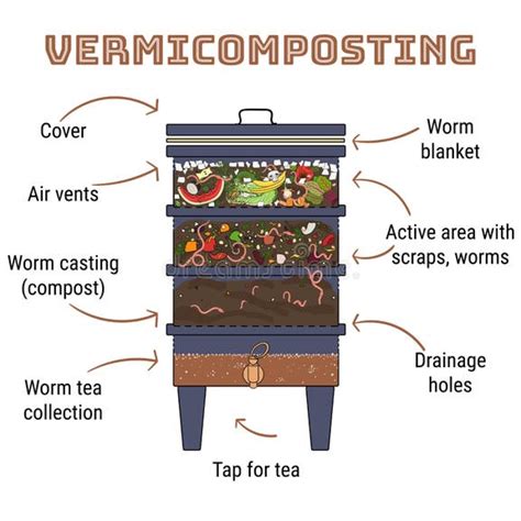Infographic Of Vermicomposting Components Of Vermicomposter Vermicomposter Schematic Design