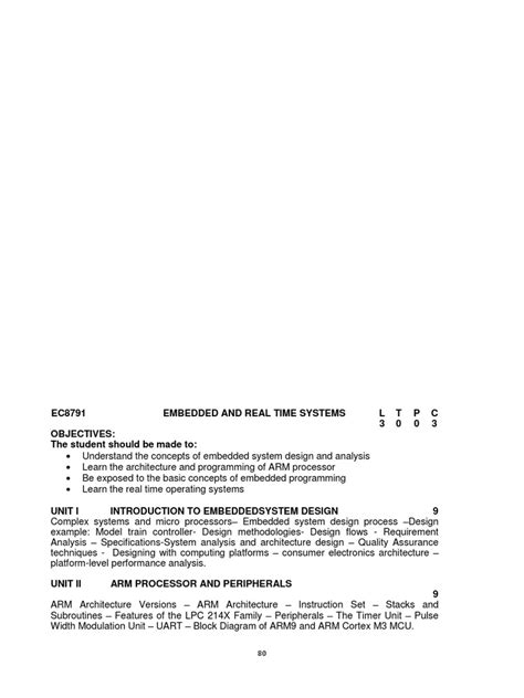 Ece Embedded Syllabus Pdf Embedded System Arm Architecture