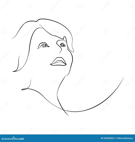 One Continuous Line Hand Drawn Vector Art With Beautiful Woman Face In Elegant Curve Black
