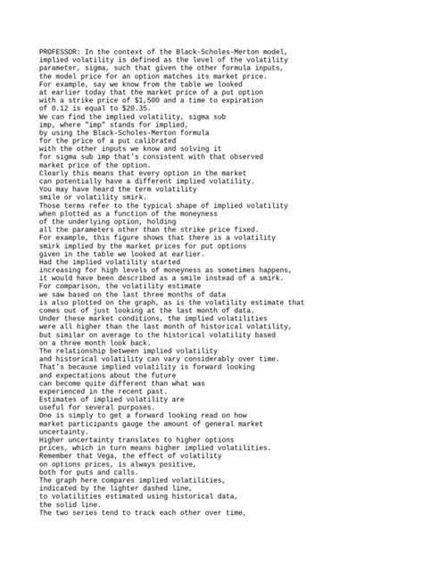 Lecture 6 Script Download Free Pdf Option Finance Vix