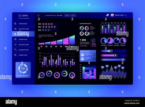 Dashboard UI Admin Panel Vector Design Template With Infographic