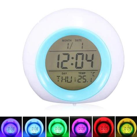 Color Change Round Multi Function LED Glowing Change Digital Led Alarm Clock LED Watch Glowing