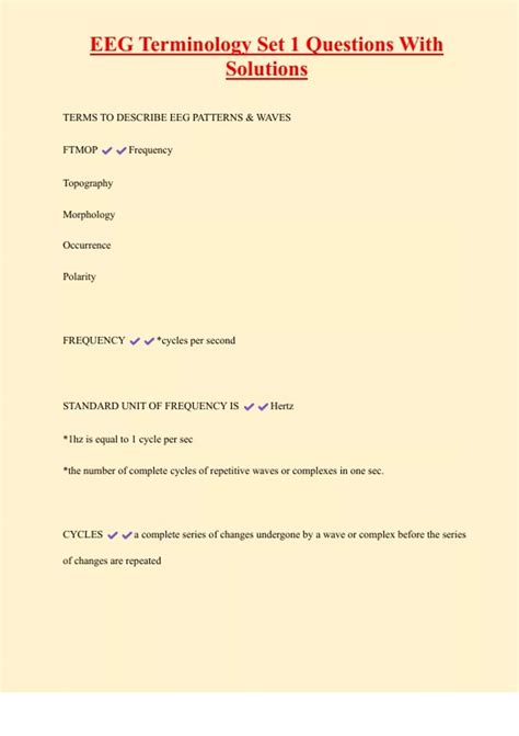 EEG Terminology Set Questions With Solutions Electroencephalography Stuvia US