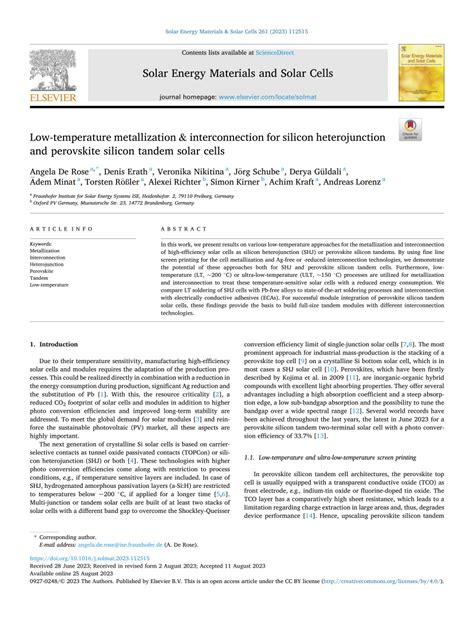 Pdf Low Temperature Metallization And Interconnection For Silicon Heterojunction And Perovskite