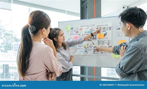Group Of Asian Ux Developer And Ui Designer Serious Brainstorming About