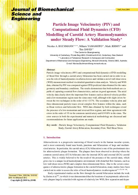 pdf particle image velocimetry piv and computational fluid dynamics