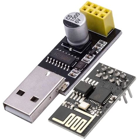 Esp8266 Esp 01 Module Émetteur Récepteur Série Sans Fil Wlan Wifi Avec Adaptateur Usb Compatible