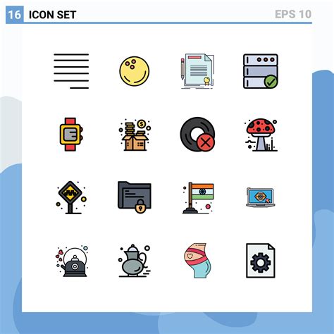 Set Of 16 Modern Ui Icons Symbols Signs For School Hand Watch Contract Server Backup Editable