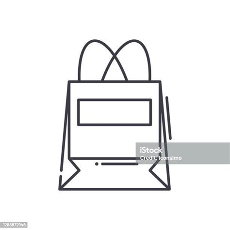 쇼핑 페이퍼 백 아이콘 선형 절연 일러스트레이션 얇은 선 벡터 웹 디자인 기호 흰색 배경에 편집 가능한 스트로크와 개요 개념 기호 0명에 대한 스톡 벡터 아트 및 기타