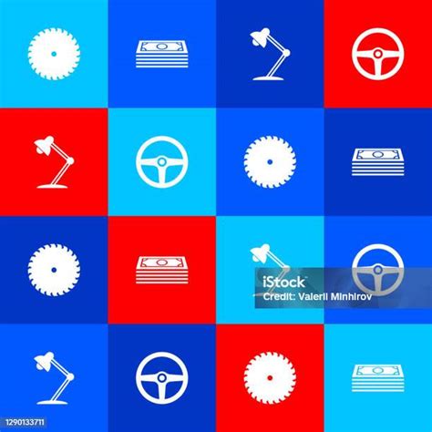 원형 톱날 종이 돈 현금 테이블 램프 및 스티어링 휠 아이콘을 스택 벡터 0명에 대한 스톡 벡터 아트 및 기타 이미지 0명 가구 강철 Istock