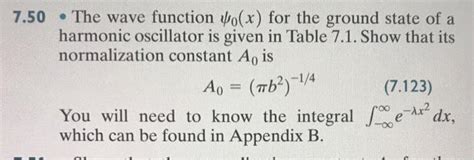 Solved 7 50 The Wave Function ψ0 X For The Ground State