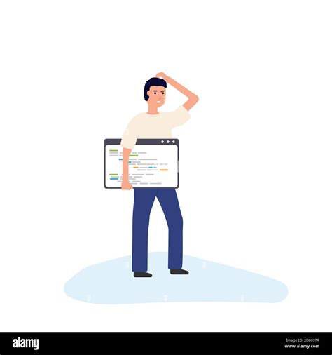 Programmer With Code Thinking Stock Vector Image And Art Alamy