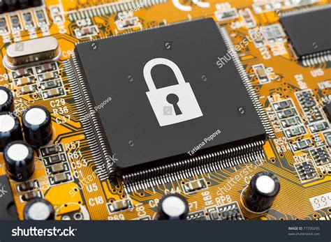 Lock On Computer Chip Technology Security Concept Stock Photo 77700295 Shutterstock