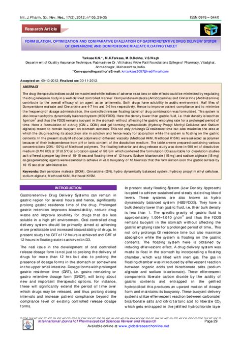 Pdf Formulation Optimization And Comparative Evaluation Of Gastroretentive Drug Delivery