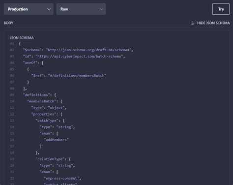 api de cyberimpact api erreur de schéma json cyberimpact