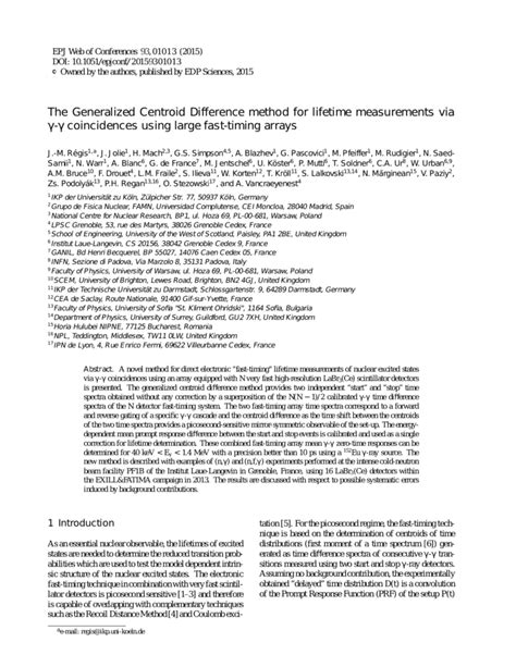 Pdf The Generalized Centroid Difference Method For Lifetime