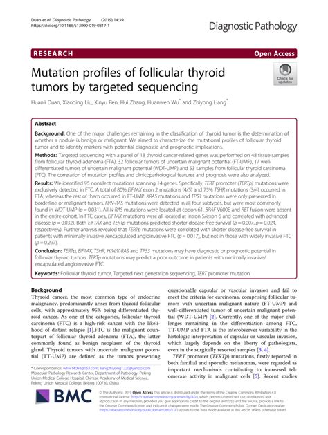 Pdf Mutation Profiles Of Follicular Thyroid Tumors By Targeted Sequencing