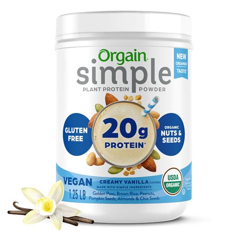 Orgain Organic Simple Vegan Protein Powder Vanilla 20g Plant Based