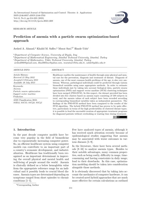 pdf prediction of anemia with a particle swarm optimization based