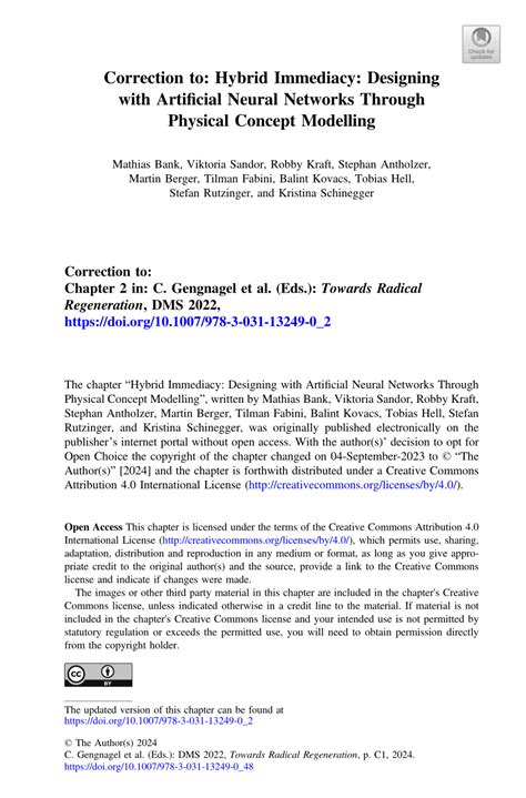 Pdf Correction To Hybrid Immediacy Designing With Artificial Neural Networks Through