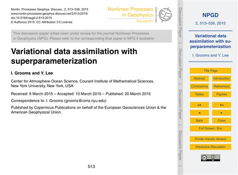 Pdf Variational Data Assimilation With Superparameterization