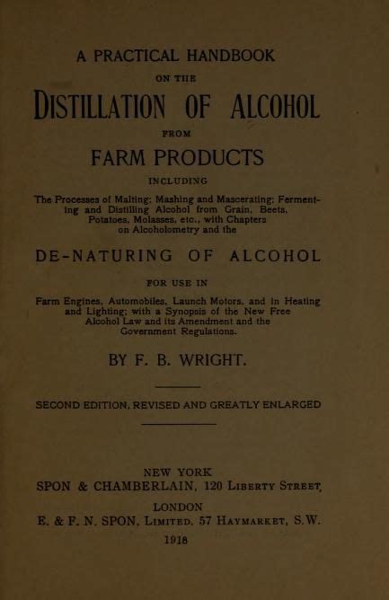 Handbook On Distillation Of Alcohol From Farm Products