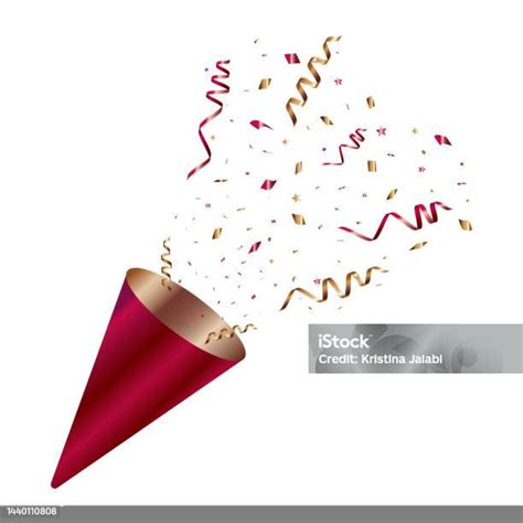 귀여운 파티 포퍼 색종이 그림입니다 색종이 조각 폭발 폭죽 축하 벡터 그림입니다 색종이 조각에 대한 스톡 벡터 아트 및 기타 이미지 색종이 조각 공휴일 금 금속