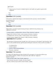 BMGT QUIZ 2 Docx BMGT QUIZ 2 1 2 Project Teams Are Focused On Multiple Objectives And