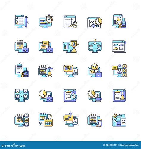 Work Monitoring Rgb Color Icons Set Stock Vector Illustration Of Freelance Control 224205419