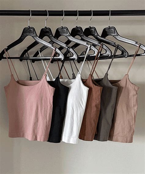 뷰랩 볼륨 캡내장 유넥 브라캡 크롭 끈나시 6color