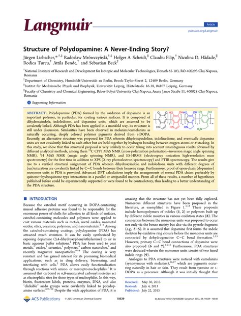 Pdf Structure Of Polydopamine A Never Ending Story