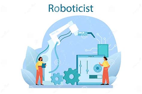 Roboticist Concept Set Robotic Engineering And Constructing Stock Vector Illustration Of