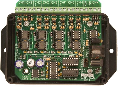 MHUBX8 8 Port RS485 Repeater Hub With RS232 Port R E Smith Serial Communications RS485 RS232