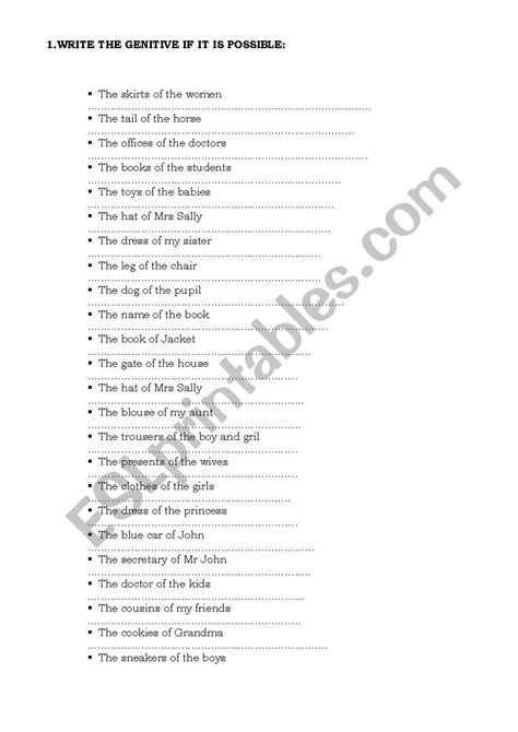 Genitive Case Esl Worksheet By Estela Maris