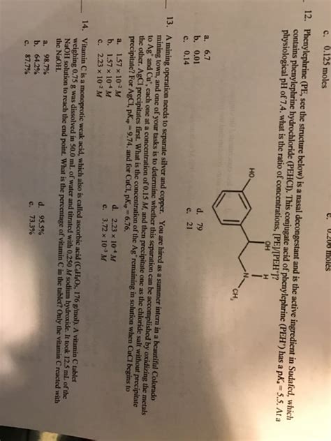 Solved Phenylephrine Pe See The Structure Below Is A
