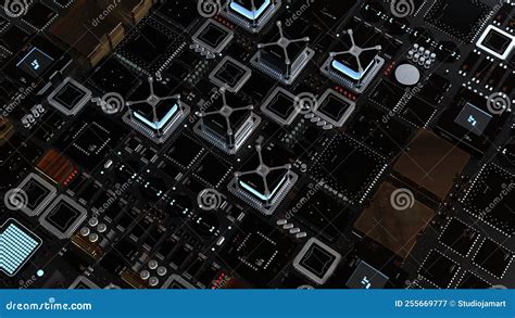 Components Of Quantum Computer Parts Stock Illustration