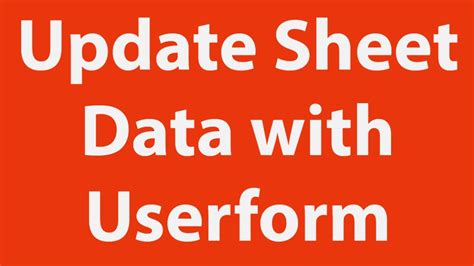 How To Update Excel Worksheet Data With Userform YouTube