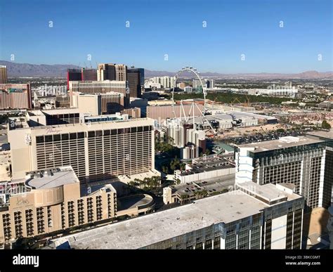 Las Vegas Strip Skyline With High Roller And Iconic Hotels From Above