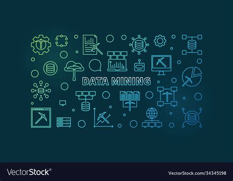 Data Mining Colorful Linear Banner Royalty Free Vector Image