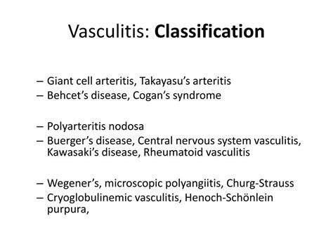 Ppt Vasculitis Powerpoint Presentation Free Download Id 1409104