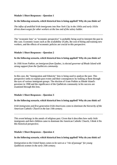His 200 Applied History Module 1 Module 1 Short Responses Question 1 In The Following