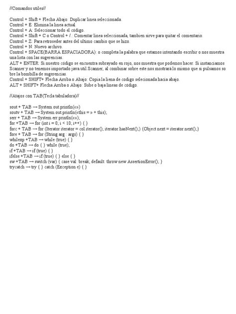 Comandos Y Atajos En Netbeans Pdf